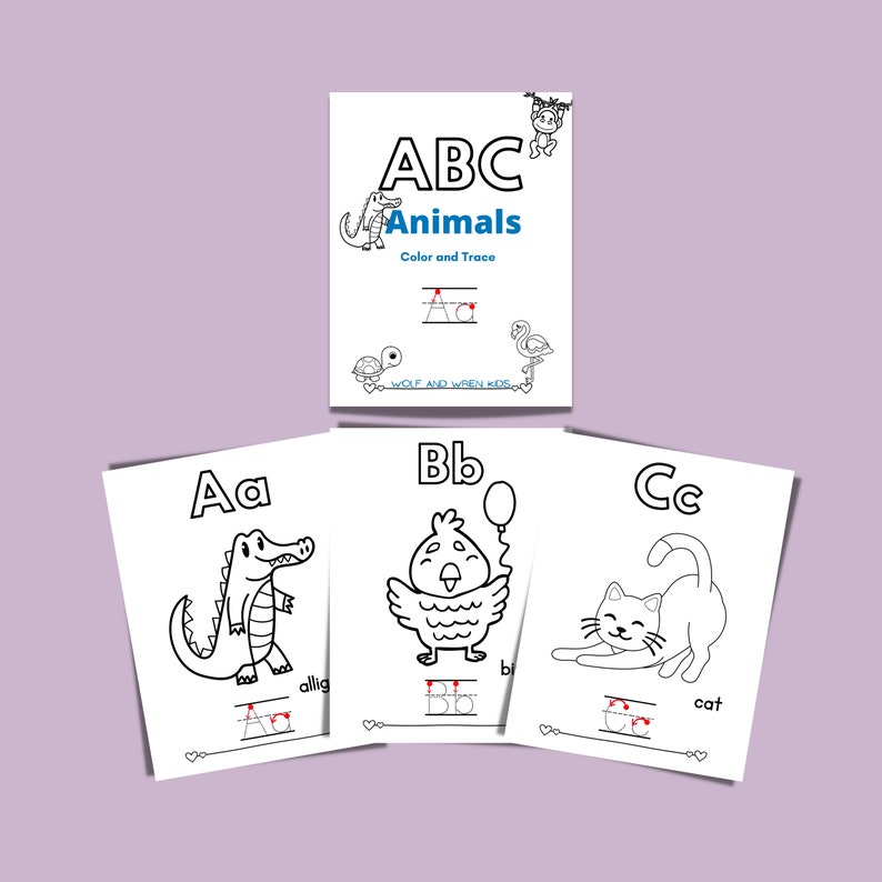 ABC Animals Color and Trace - Etsy
