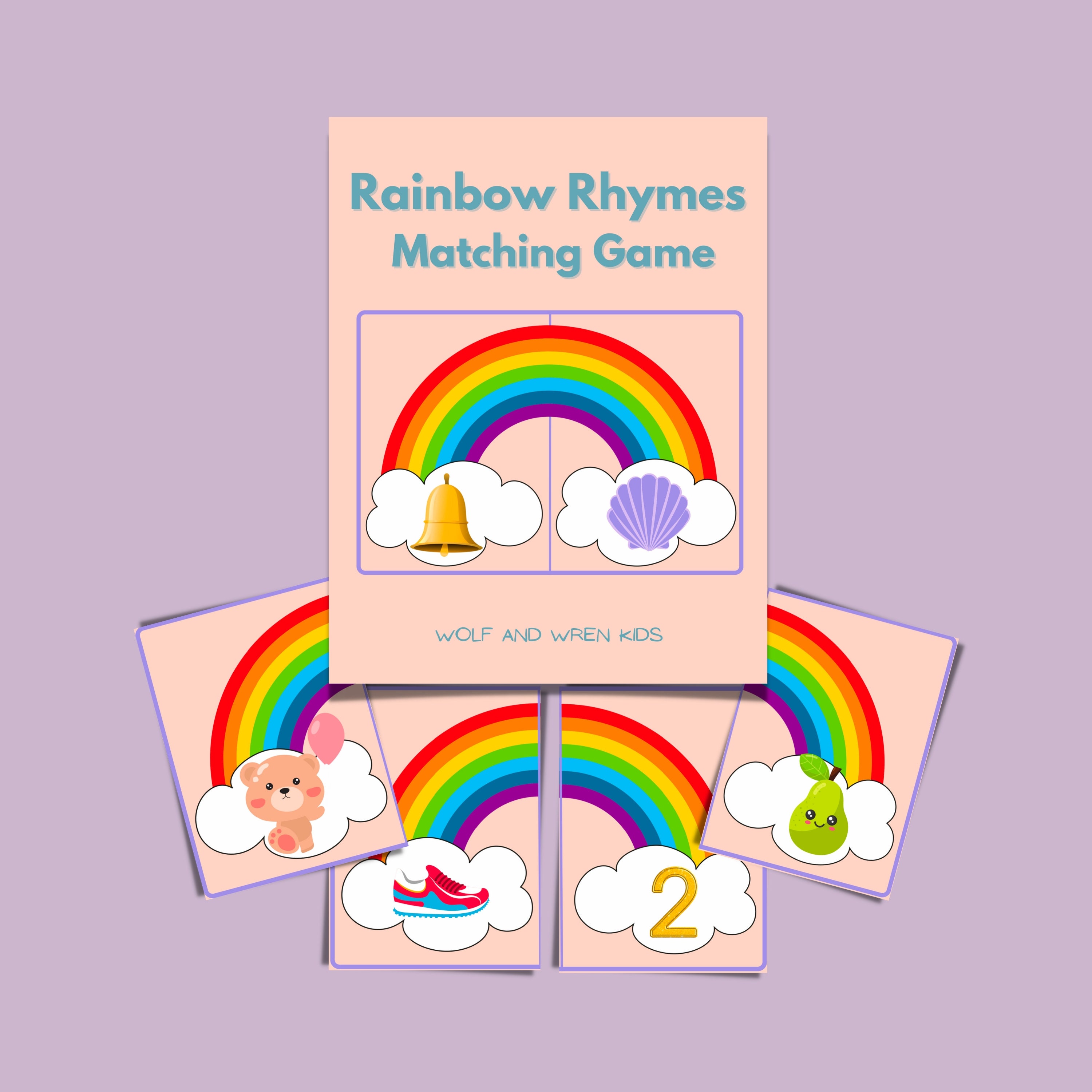 Rainbow Rhymes Matching Game - Etsy