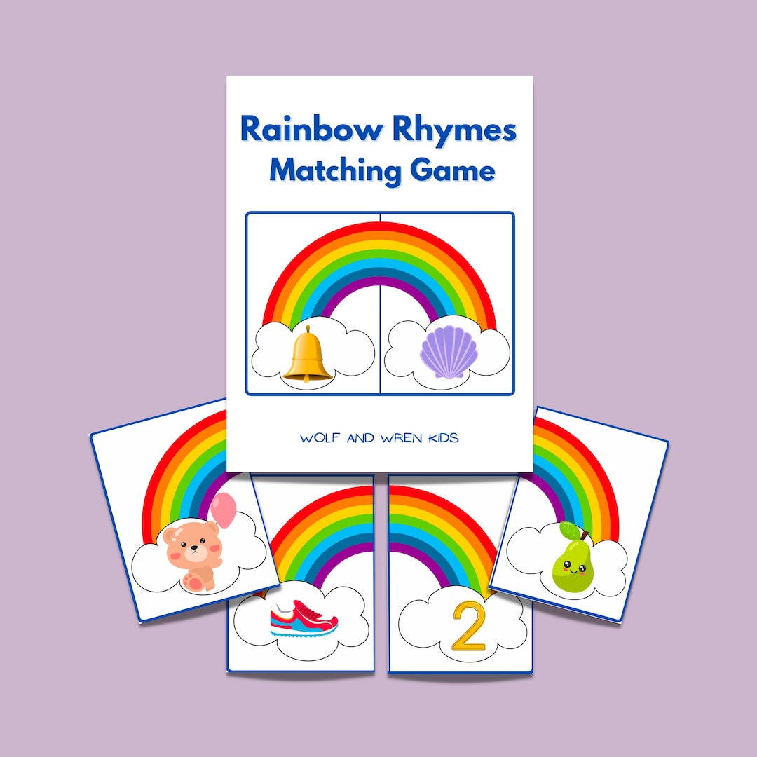 Rainbow Rhymes Matching Game - Etsy