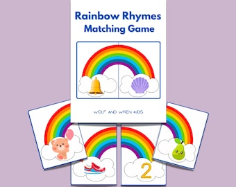 Rainbow Rhymes Matching Game - Etsy