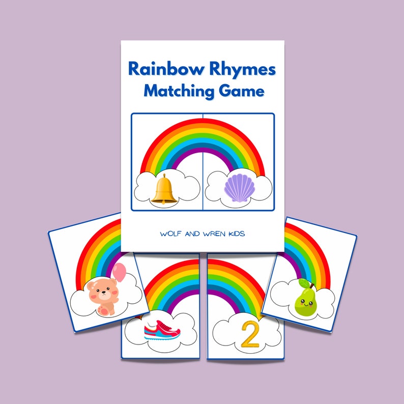 Rainbow Rhymes Matching Game - Etsy