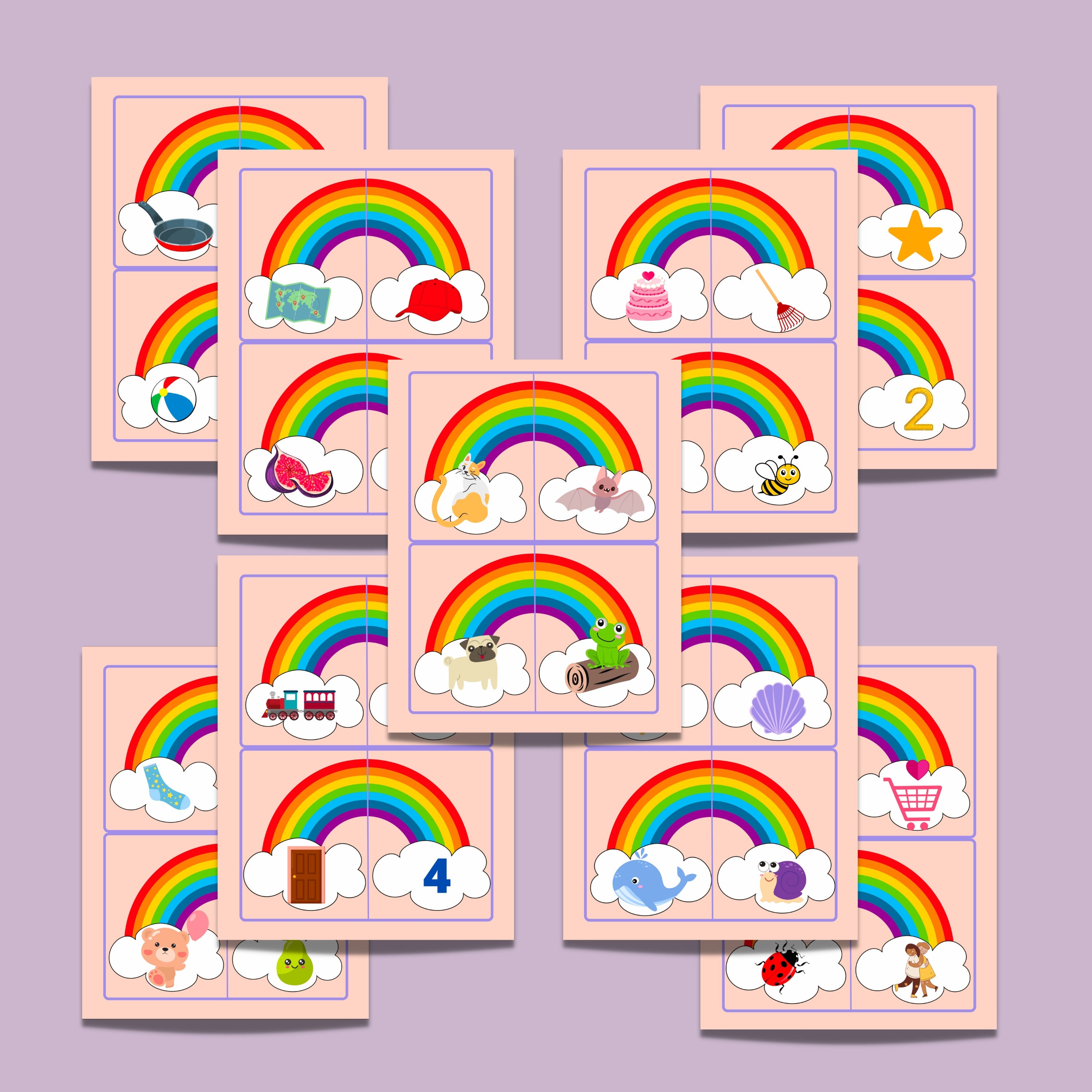 Rainbow Rhymes Matching Game - Etsy