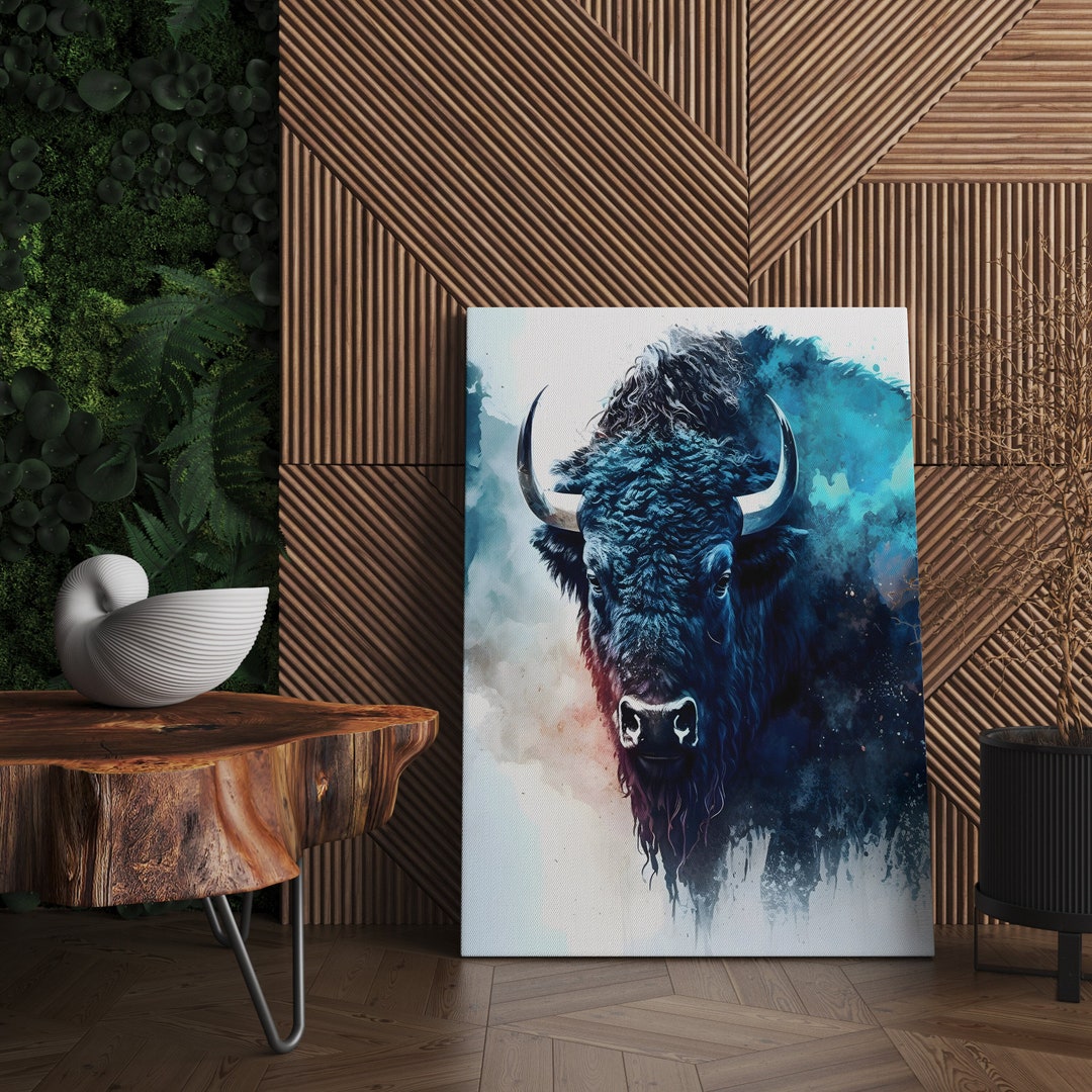 Blue Buffalo Print | Buffalo Canvas Print, Buffalo Art Print, Buffalo ...