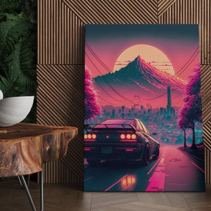 Synthwave Print Canvas Wall Art | Canvas Prints, Nissan Skyline, Japan ...