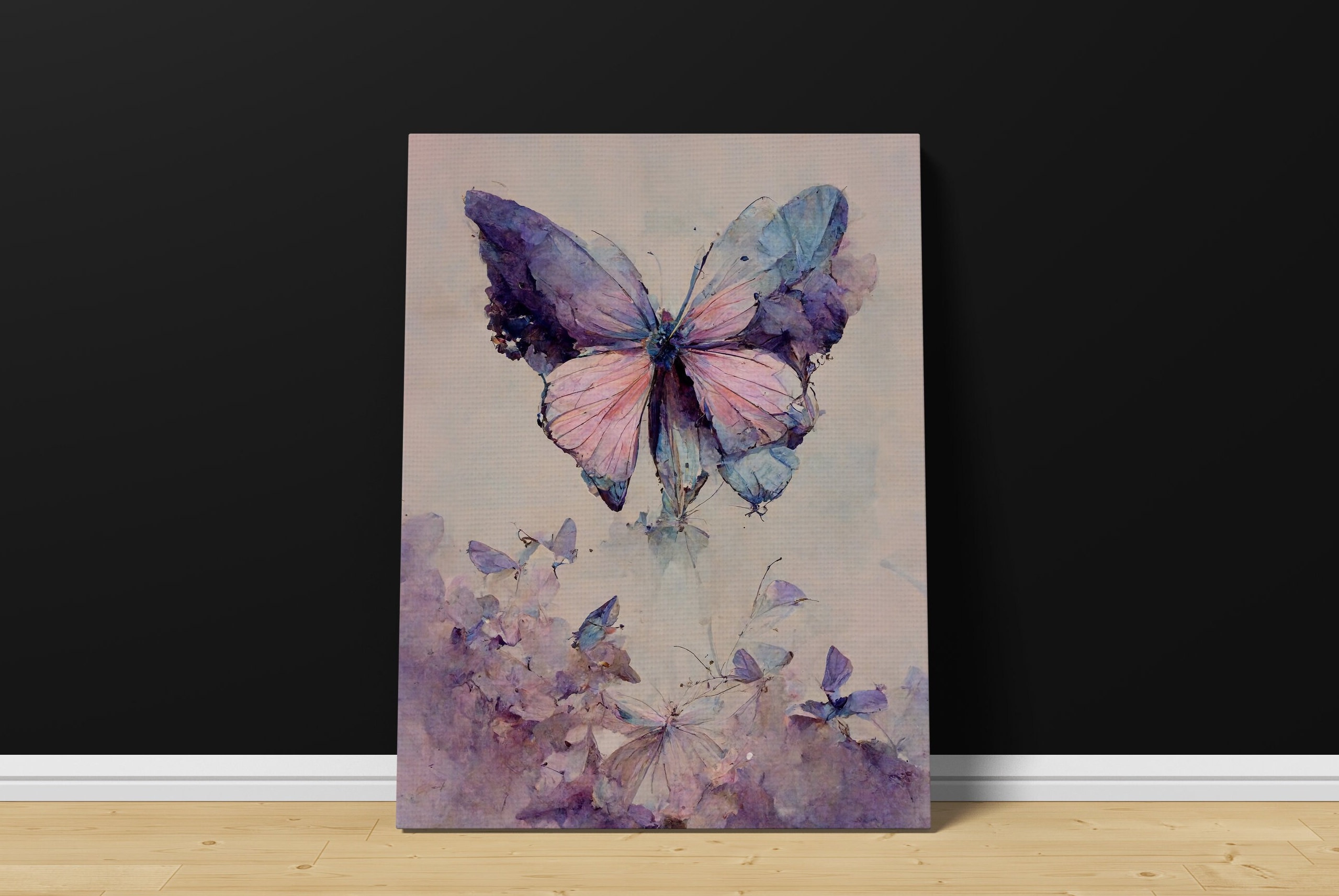 Purple Butterfly Canvas Wall Art, Butterfly Print, Butterfly Canvas ...
