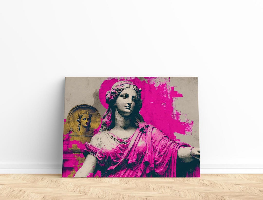 Maximalist Canvas Wall Art of Greek Goddess Statue, Dopamine Decor Wall ...