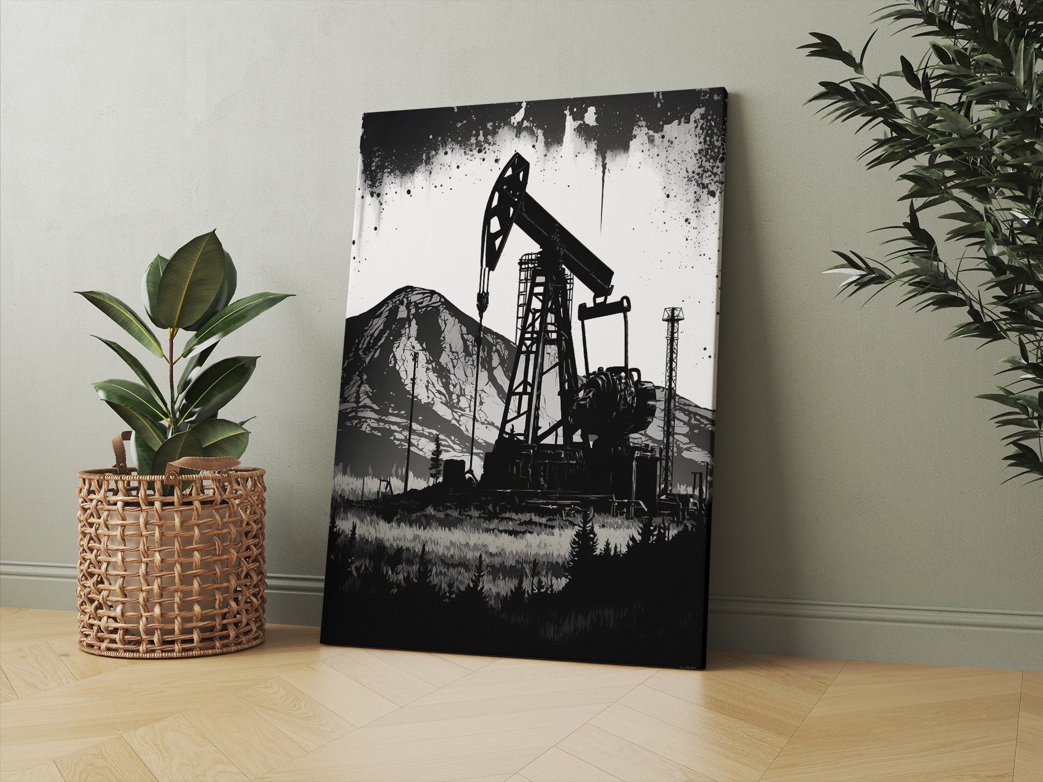 Oil Derrick Canvas Print | Oil and Gas Decor, Oil and Gas Canvas Wall ...