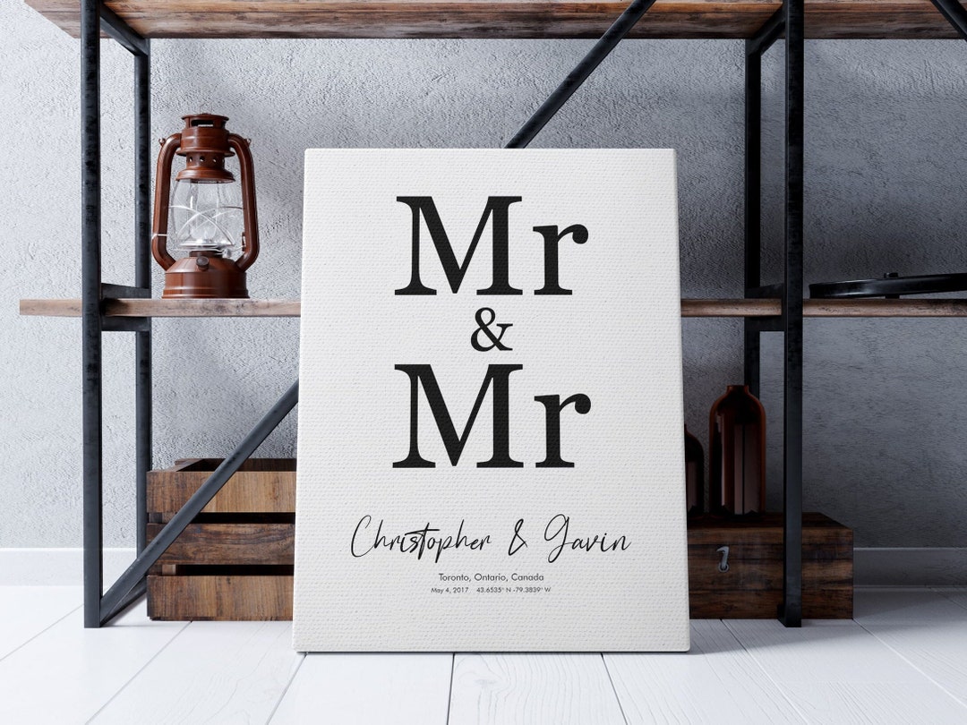Mr & Mr Wall Art Prints | Wedding Guest Book Alternative | Personalized ...
