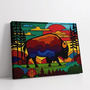 Traditional Native American Art Bison, Canadian Aboriginal Art ...