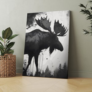 Moose Canvas Art Print, Moose Wall Art, Moose Art, Moose Art in Prints ...