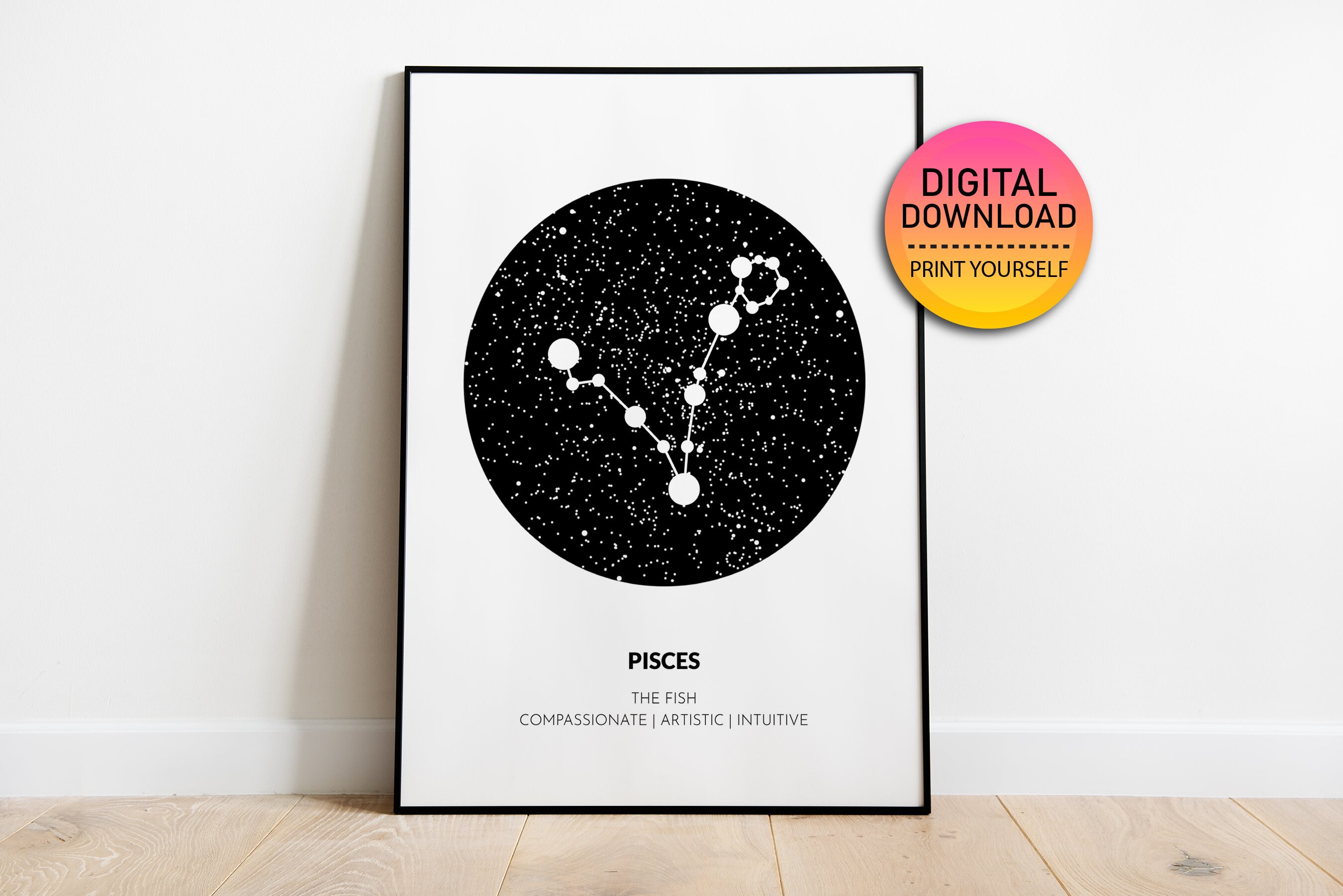 PISCES Star Sign Instant Download Print Zodiac Art Printable - Etsy