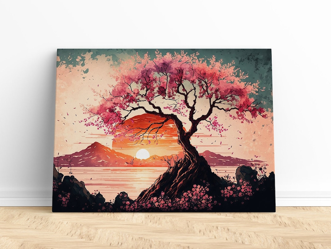 Cherry Blossom Tree Wall Art, Cherry Blossom Canvas, Cherry Blossom ...