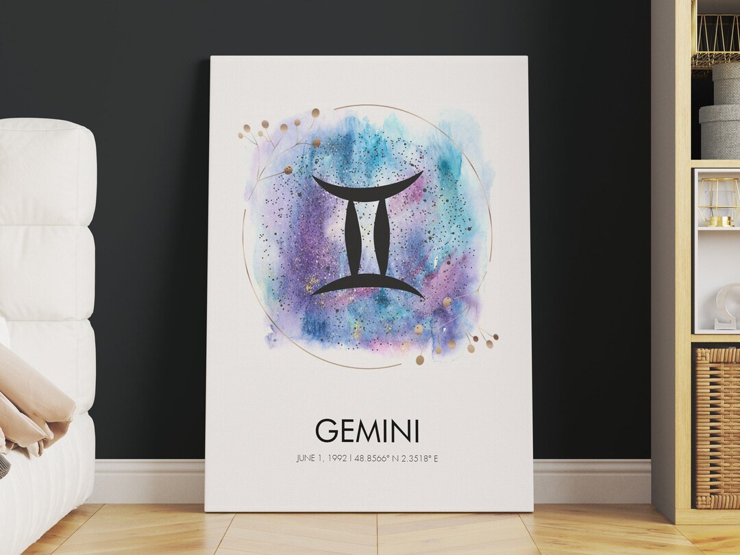 GEMINI Zodiac Print Canvas Wall Art or Rolled Print | Gemini Wall Art ...