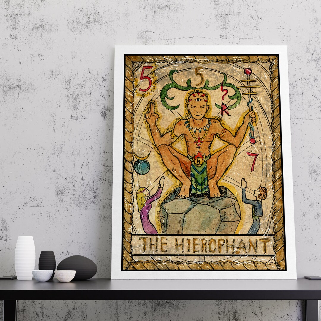 Hierophant Tarot Card Print | Tarot Card Canvas Art, Tarot Print, Tarot ...