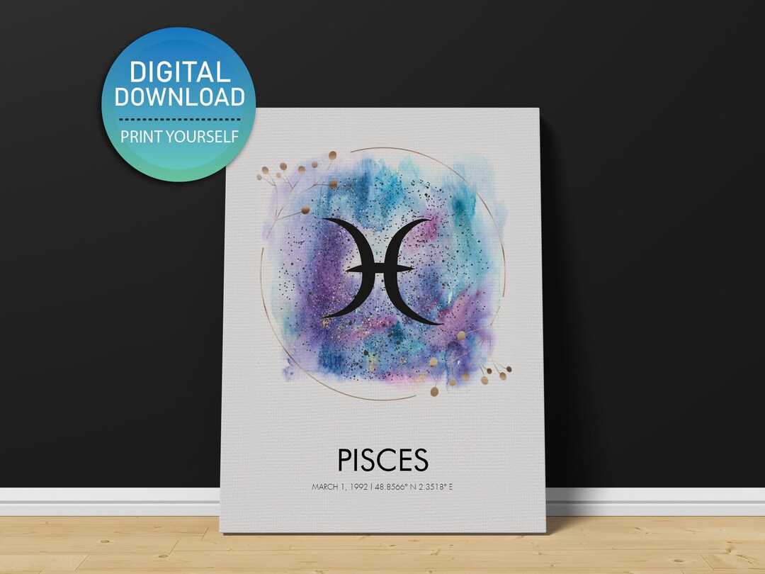 PISCES Wall Art Print Zodiac Star Map DIGITAL DOWNLOAD | Zodiac ...