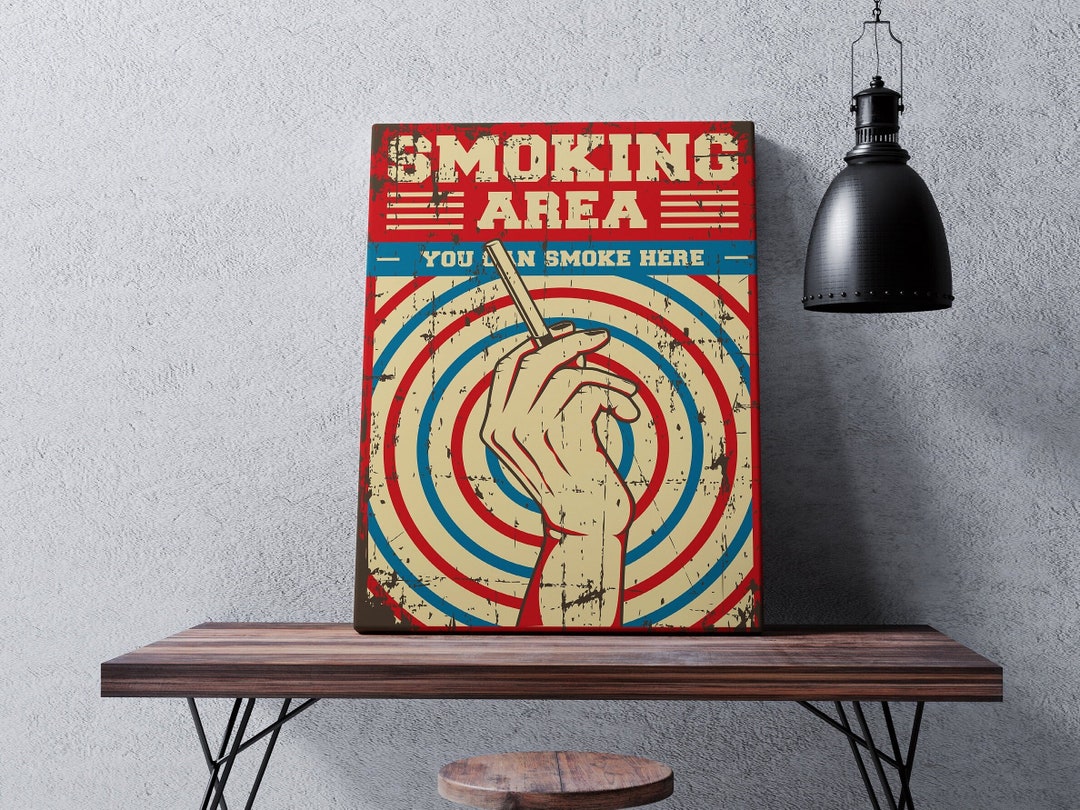 Smoking Sign Vintage Canvas Art | Smoking Area Canvas Wall Art, Smoking ...