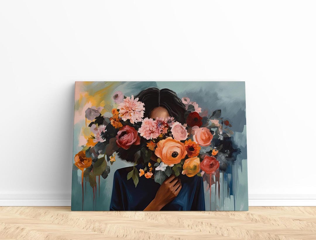 Head in the Flowers Canvas Wall Art | Flower Head Print, Flower Head ...