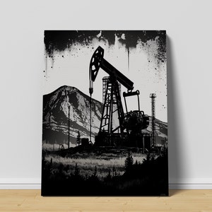 Oil Derrick Canvas Print | Oil and Gas Decor, Oil and Gas Canvas Wall ...