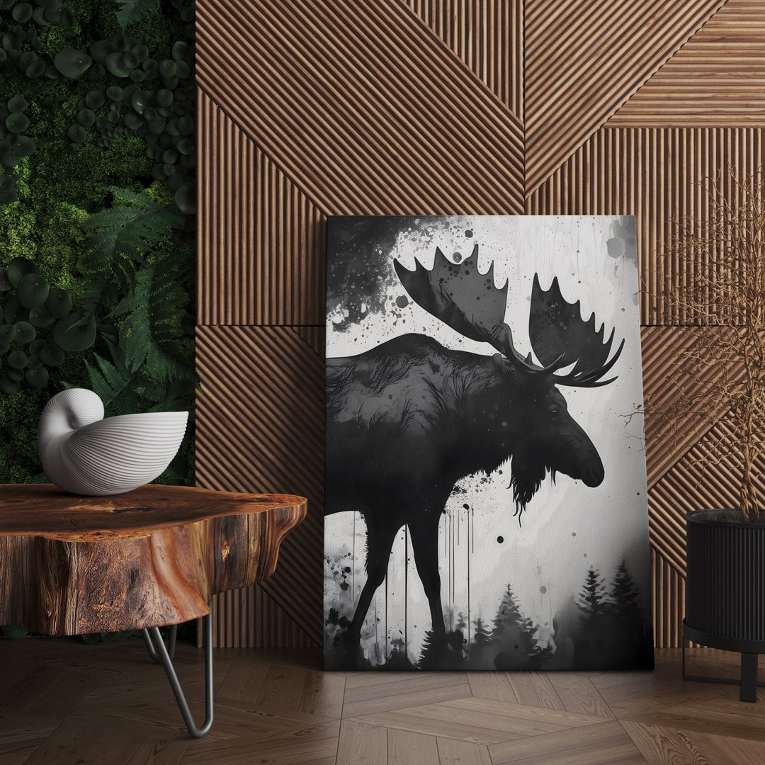 Moose Canvas Art Print, Moose Wall Art, Moose Art, Moose Art in Prints ...