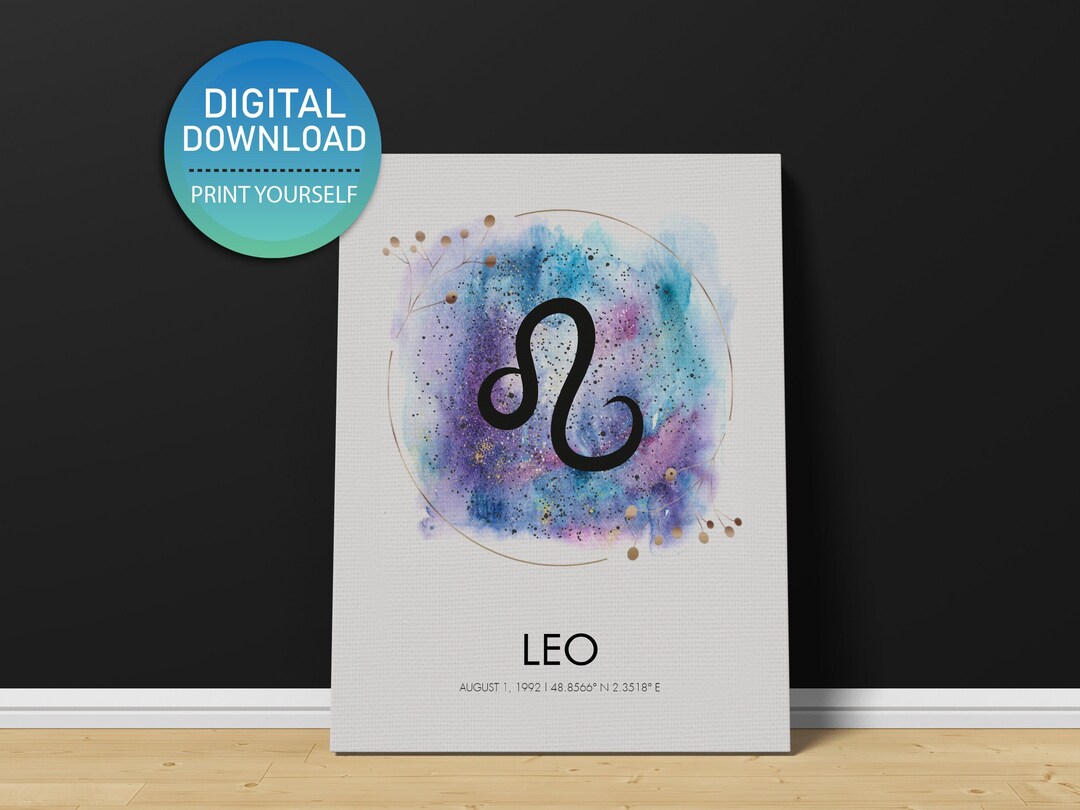 LEO Zodiac Wall Art Print DIGITAL DOWNLOAD Star Map | Zodiac Printable ...