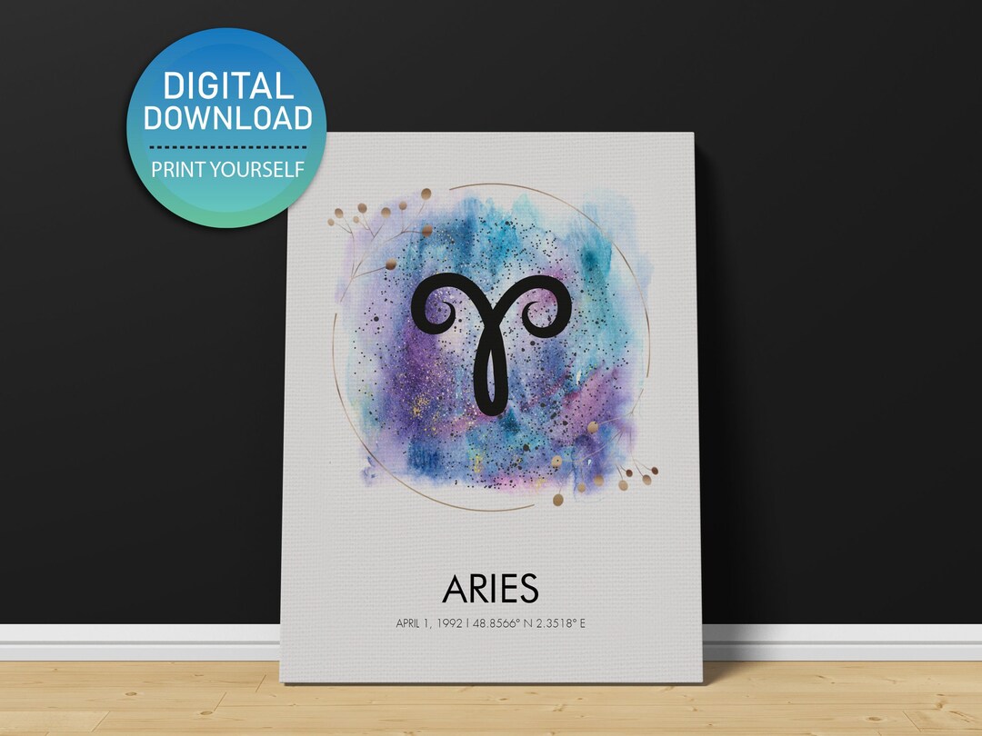 ARIES Zodiac Print DIGITAL DOWNLOAD | Zodiac Printable, Aries Poster ...