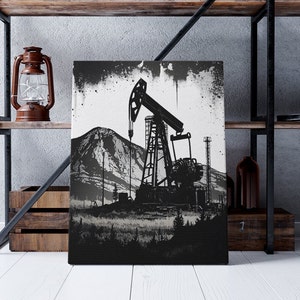 Oil Derrick Canvas Print | Oil and Gas Decor, Oil and Gas Canvas Wall ...