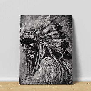 Black and White Native Americans Print | Indigenous Art. Native ...