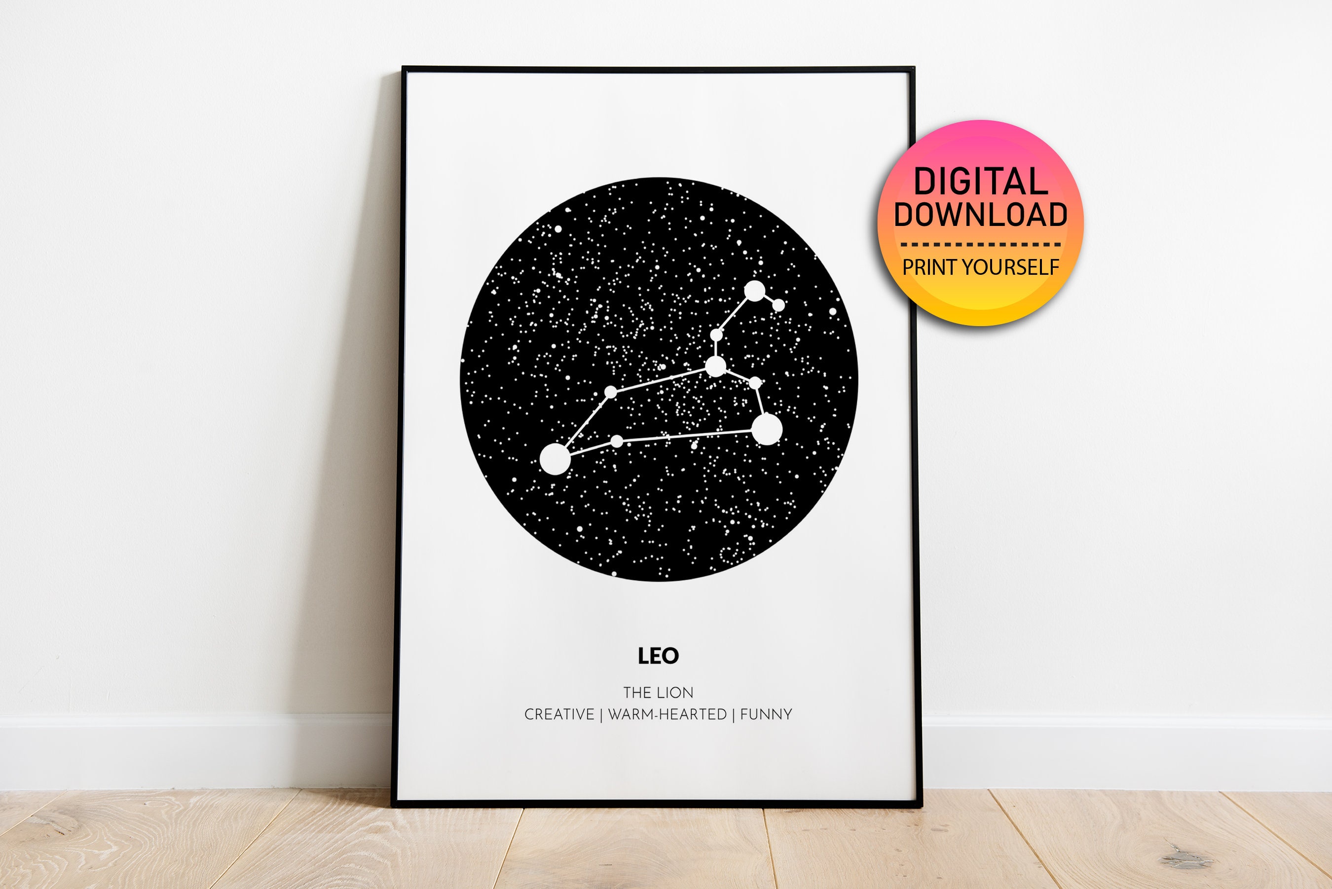 LEO Star Sign Instant Download Print, Zodiac Art Printable, Spiritual ...