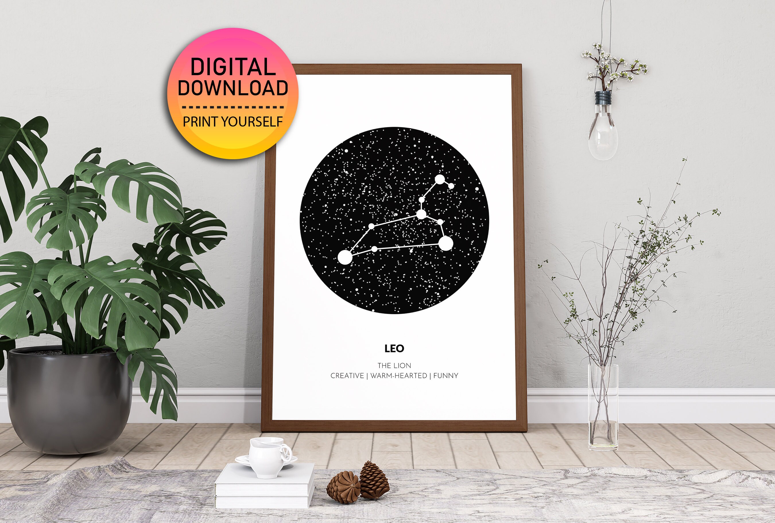 LEO Star Sign Instant Download Print, Zodiac Art Printable, Spiritual ...