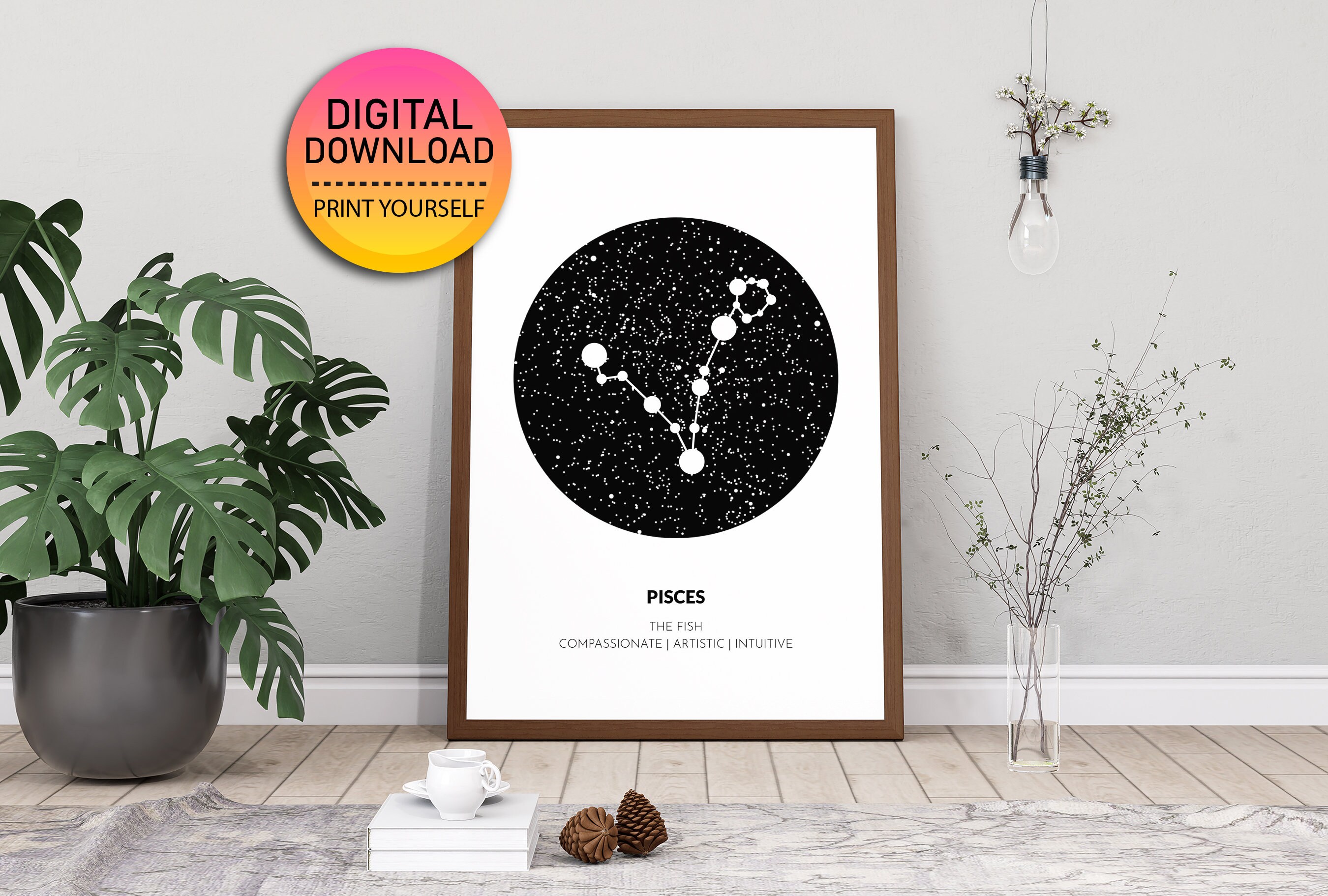 PISCES Star Sign Instant Download Print Zodiac Art Printable - Etsy