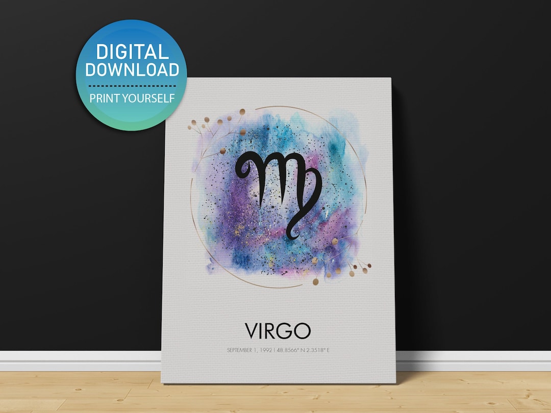 Customized VIRGO Zodiac Star Map DIGITAL DOWNLOAD, Zodiac Printable ...