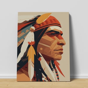 Native Art Print Canvas, Native Americans Wall Art, Native Americans Print, Native Americans ...