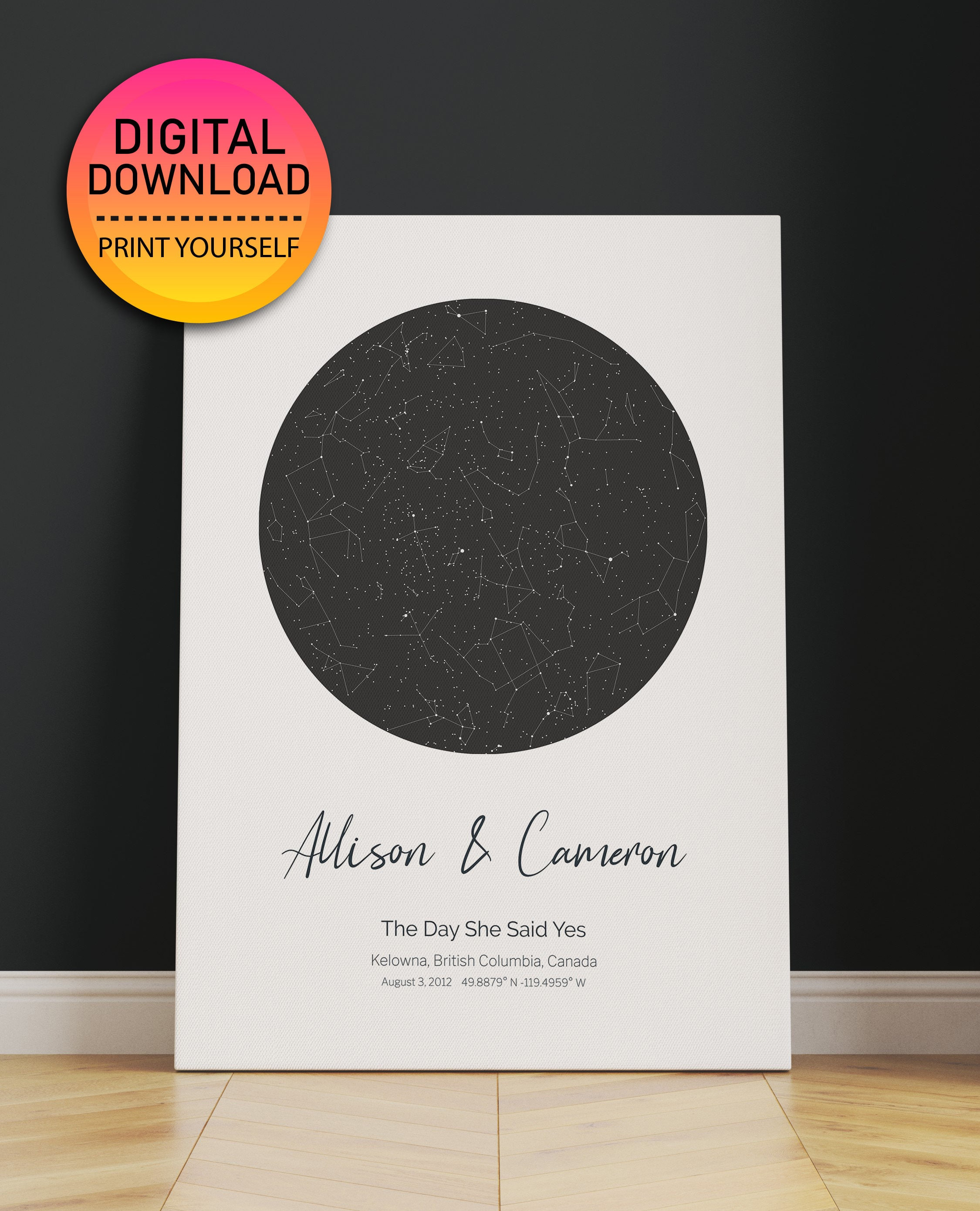 Personalized Star Map Print Custom Night Sky Print - Etsy Canada