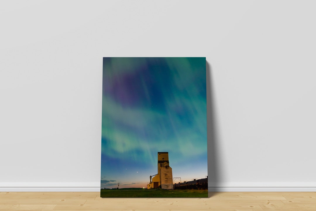 Grain Elevator Print | Canvas Wall Art Print, Northern Lights Print ...