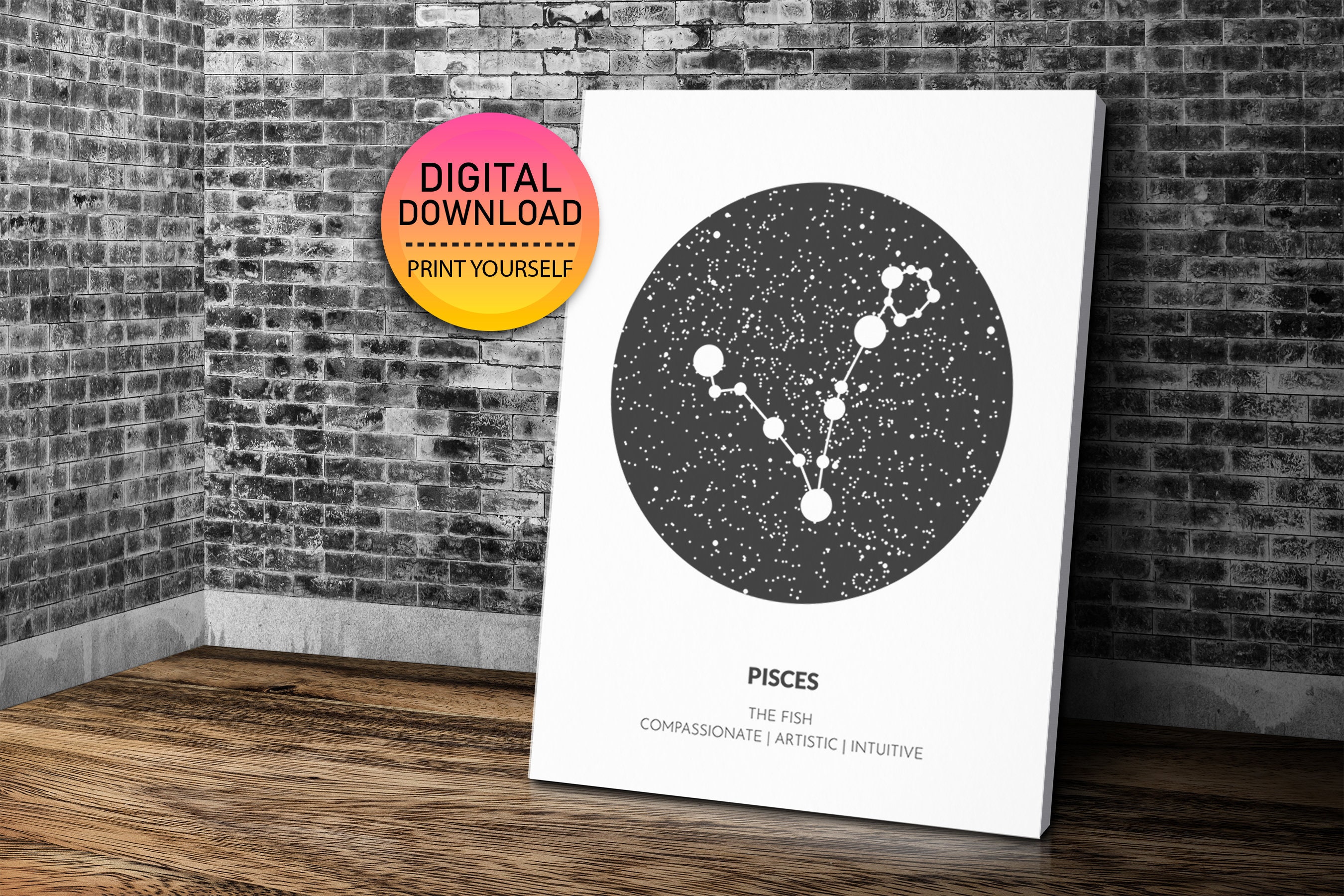 PISCES Star Sign Instant Download Print Zodiac Art Printable - Etsy