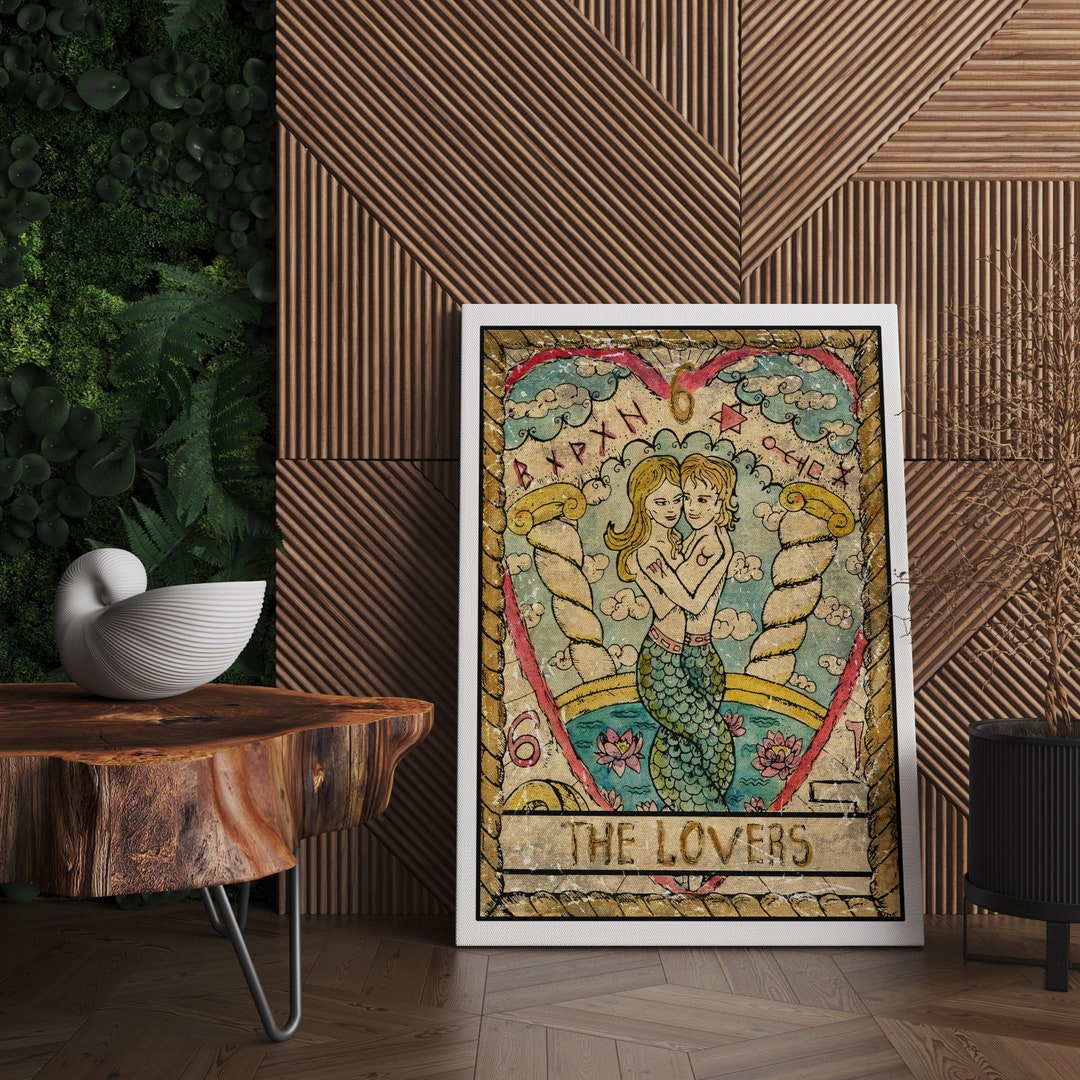 Tarot Card Print Canvas Wall Art | Tarot Card the Lovers, Tarot Cards ...