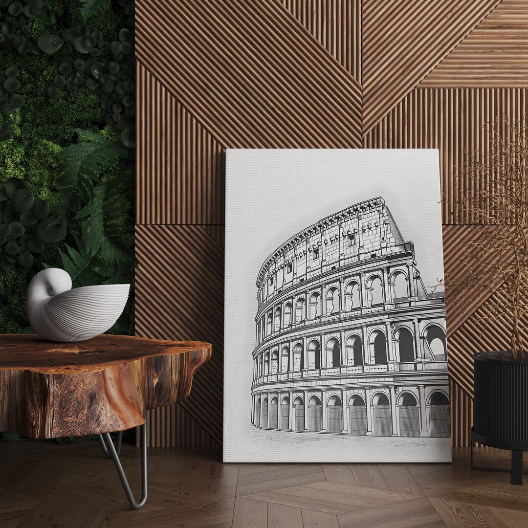 Line Art Canvas Print, Colosseum Art Print, Minimalist Line Art Print ...