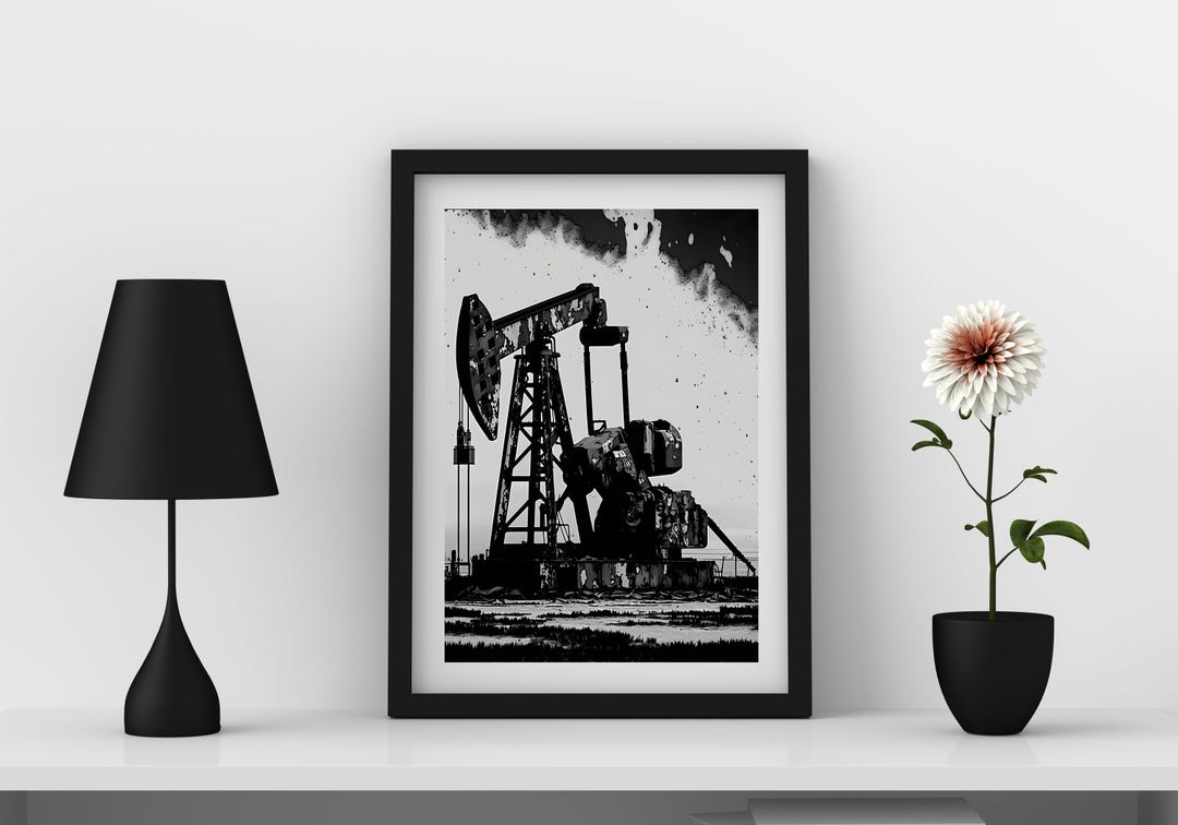 Oil Rig Art Print for Office, Oilfield Gifts, Oil Field Worker Gift, Oilfield Roughneck Art ...