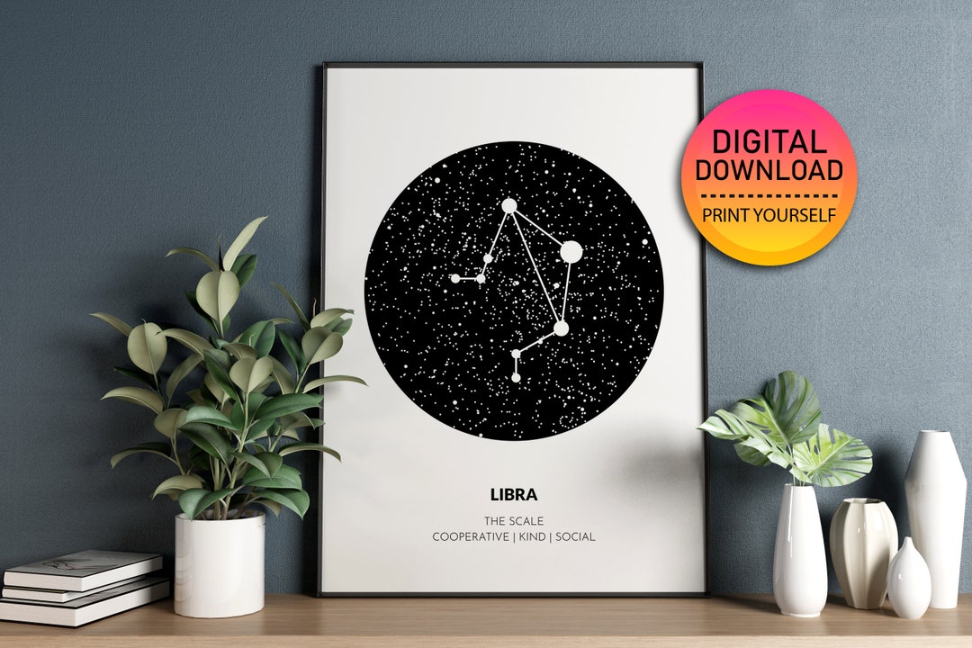 LIBRA Star Sign Instant Download Print, Zodiac Art Printable, Spiritual ...