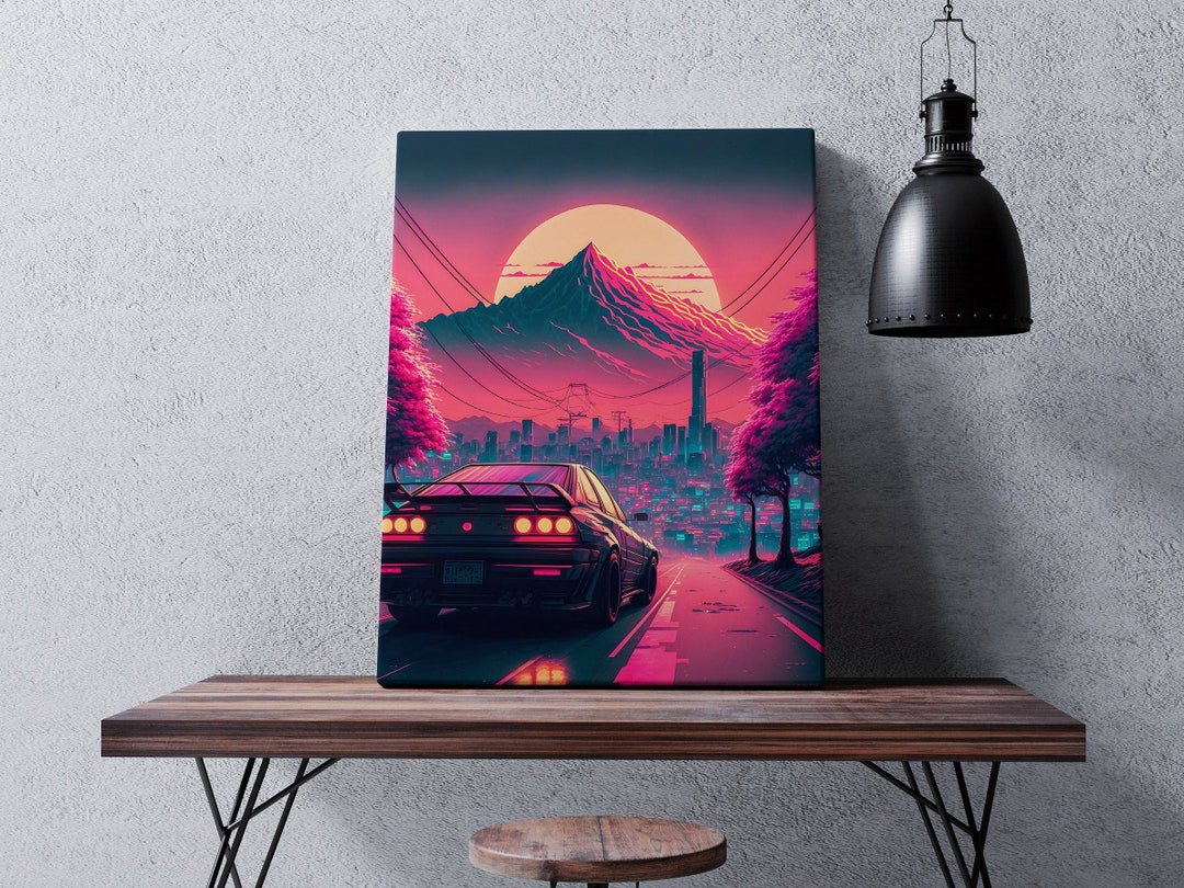 Synthwave Print Canvas Wall Art | Canvas Prints, Nissan Skyline, Japan ...
