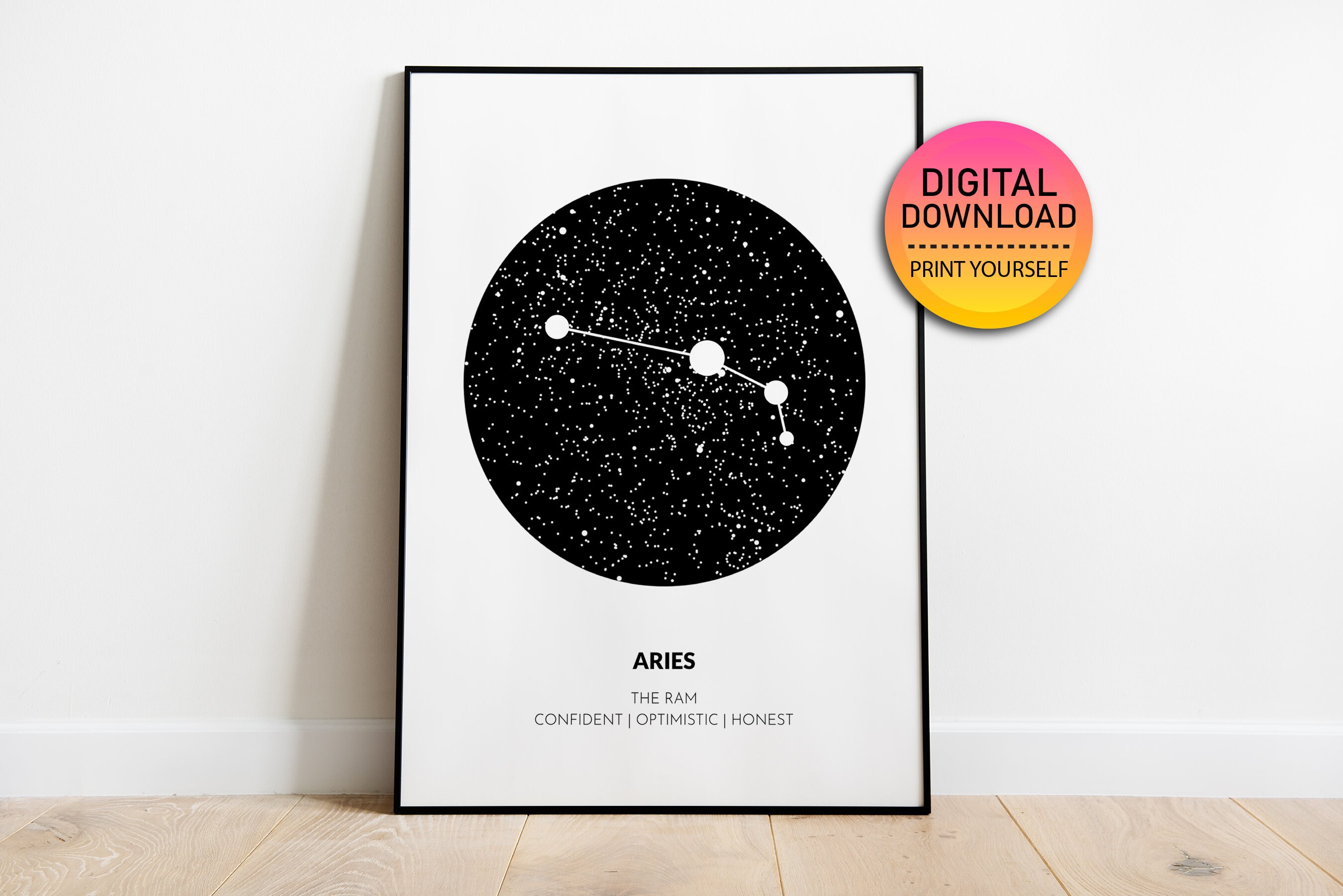 ARIES Star Sign Instant Download Print Zodiac Art Printable - Etsy