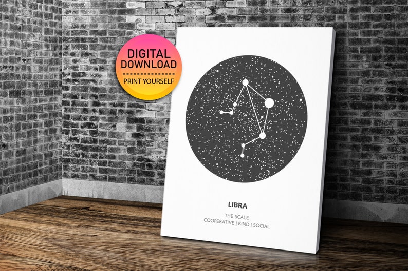 LIBRA Star Sign Instant Download Print Zodiac Art Printable - Etsy