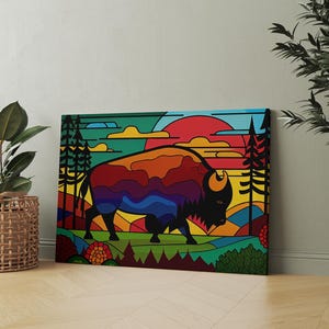 Traditional Native American Art Bison, Canadian Aboriginal Art ...