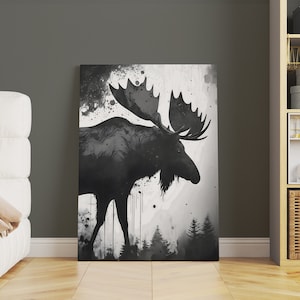 Moose Canvas Art Print, Moose Wall Art, Moose Art, Moose Art in Prints ...