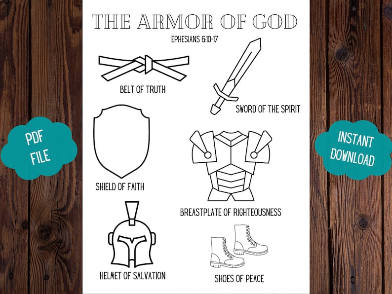 Printable Armor of God Coloring Sheet - Etsy