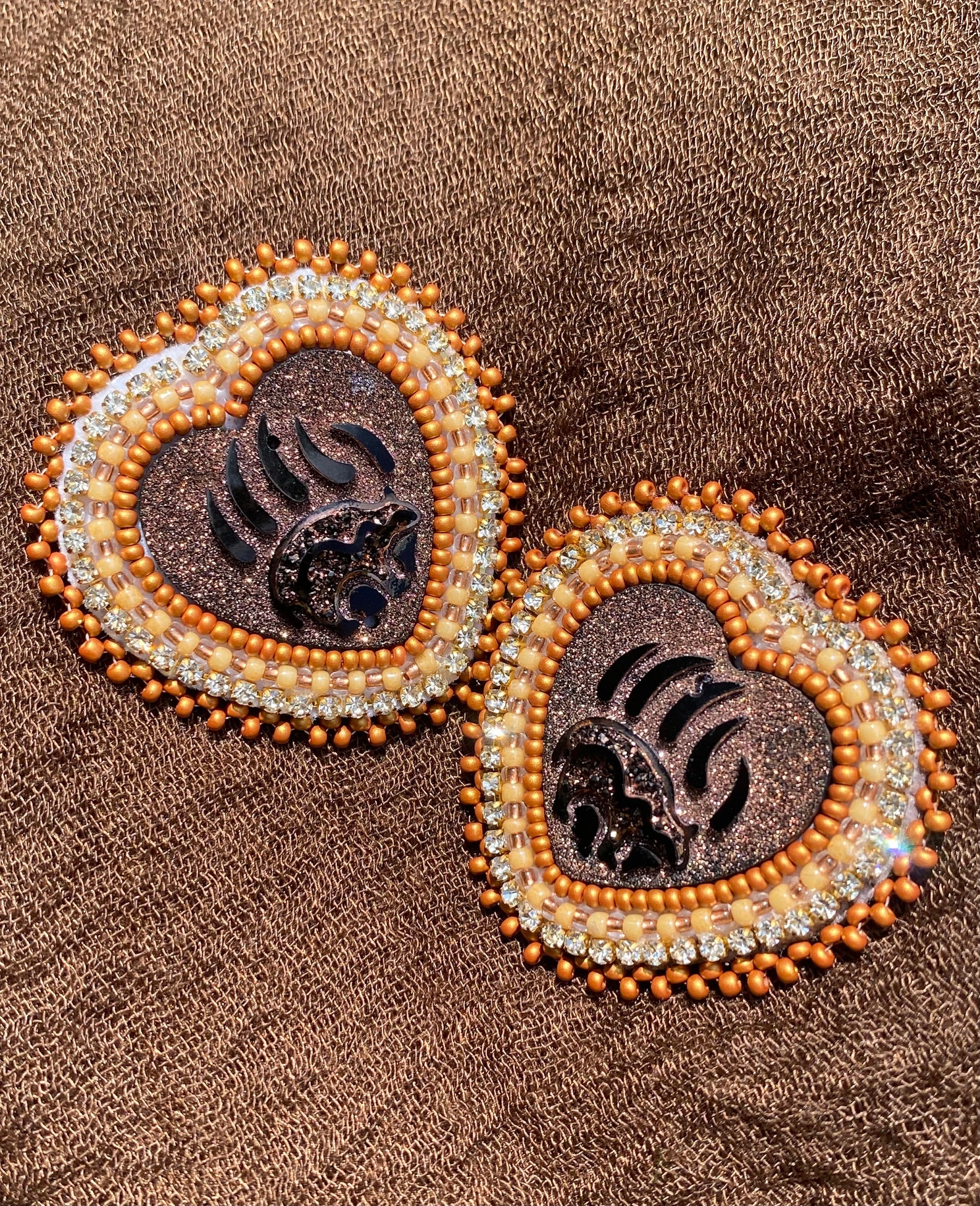 Native Beaded Earrings Native American Earrings Bear Claw Earrings Native Beadwork Bear Claw ...