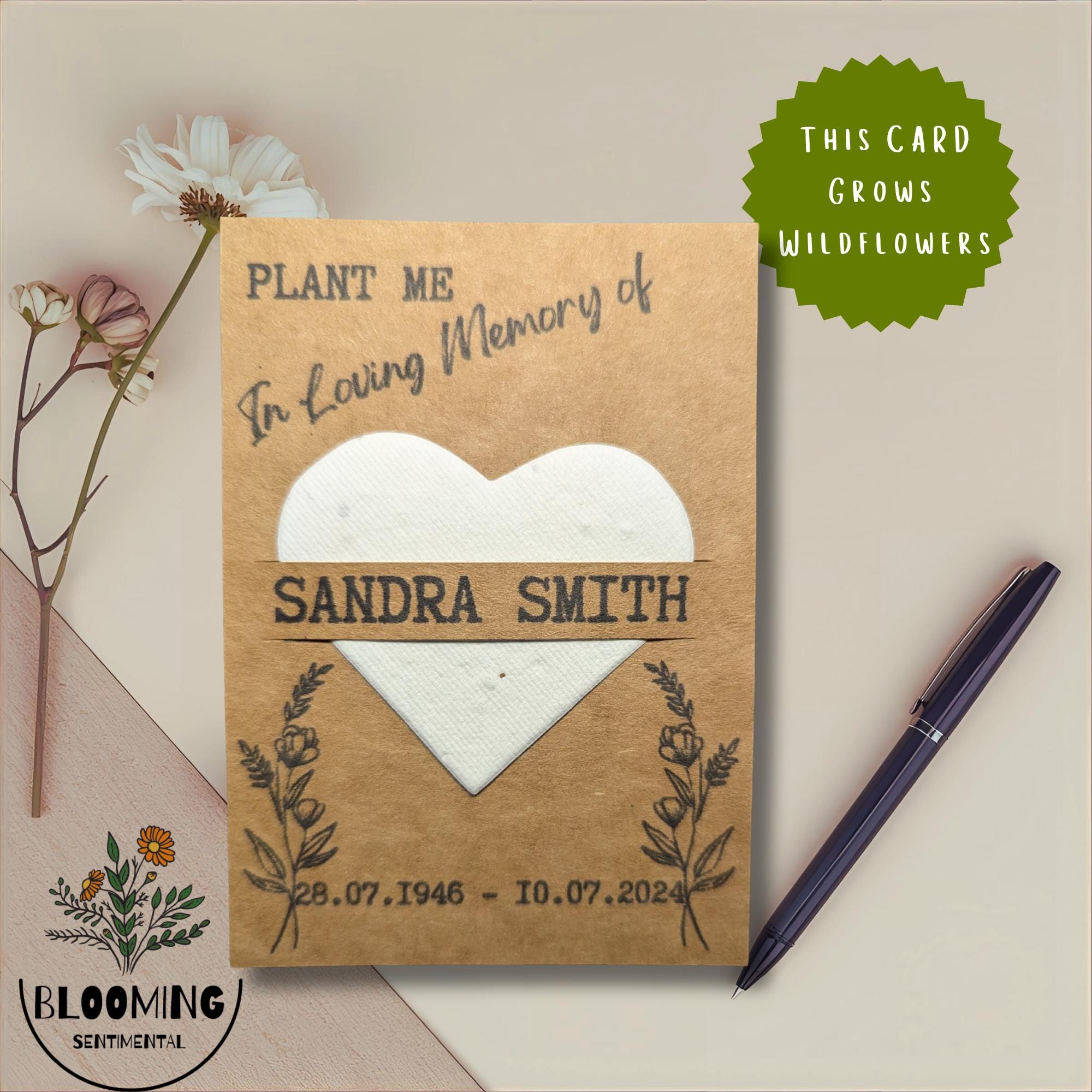 In Loving Memory Seed Paper Memorial Favour. Personalised A7 Eco ...