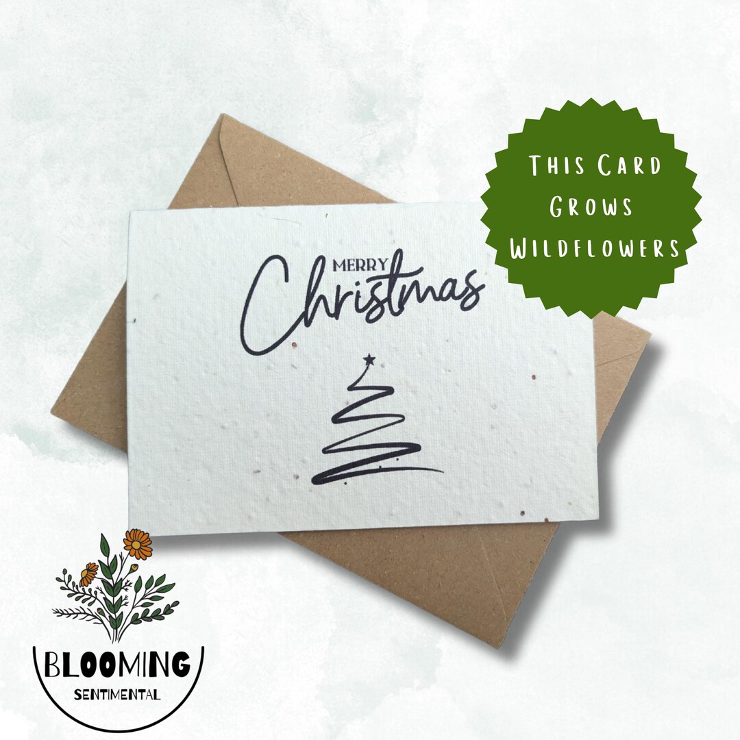 Plantable Seed Paper Christmas Card: Eco-friendly Wildflower Card ...