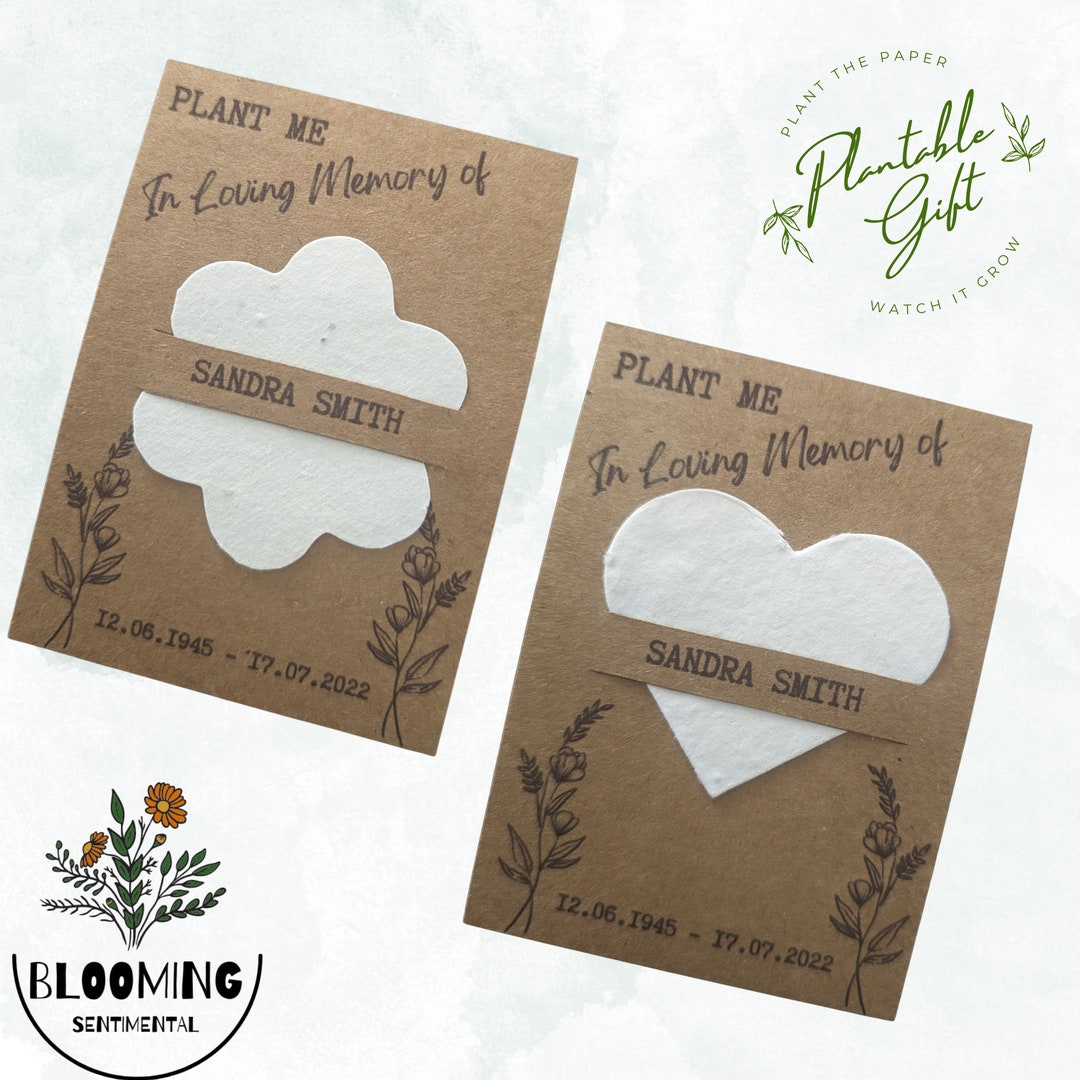 In Loving Memory Seed Paper Memorial Favour. Personalised A7 Eco ...