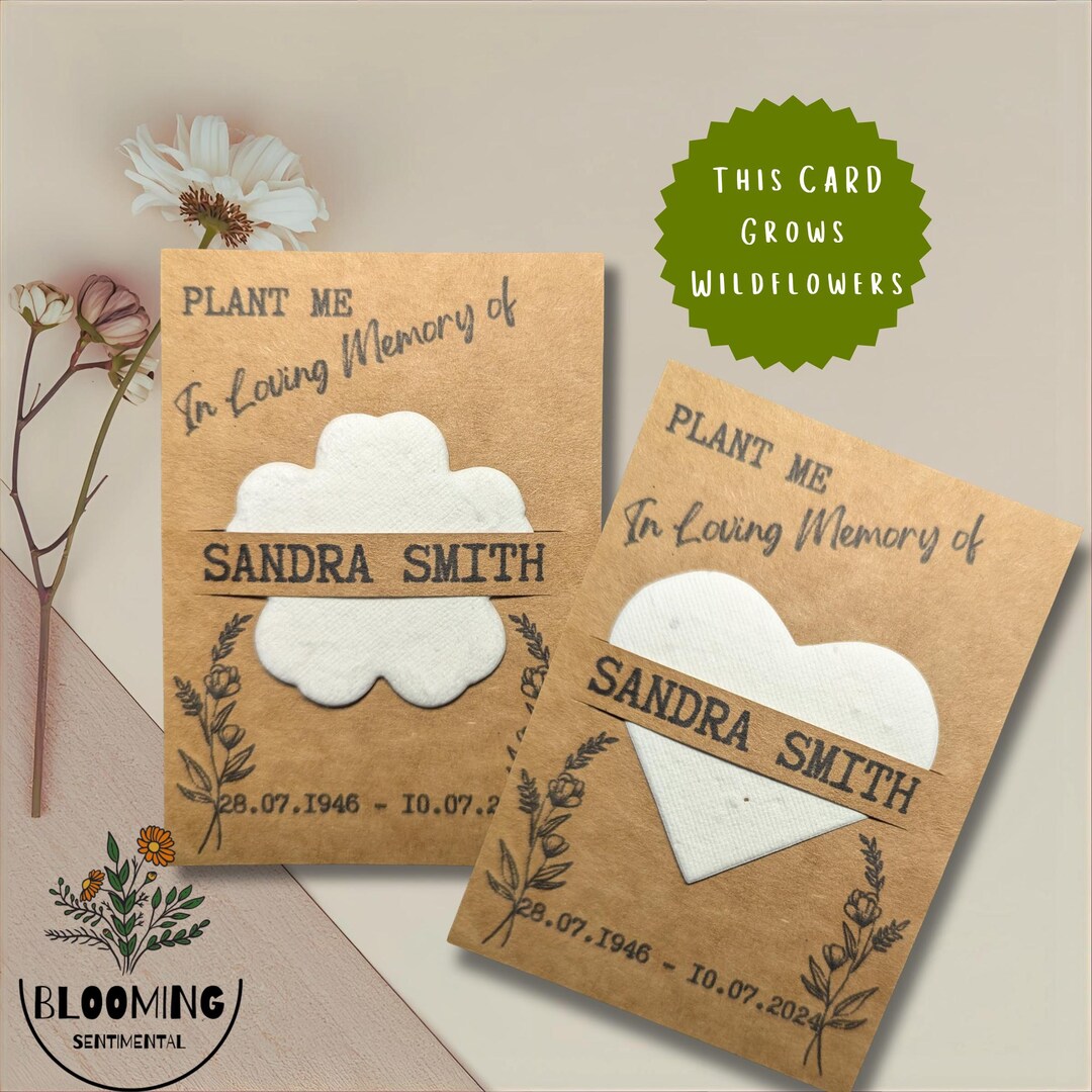 In Loving Memory Seed Paper Memorial Favour. Personalised A7 Eco ...